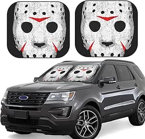 Amazon.com: Horror Skull 2 Pcs Car Windshield Sun Shade, Foldable Car ...