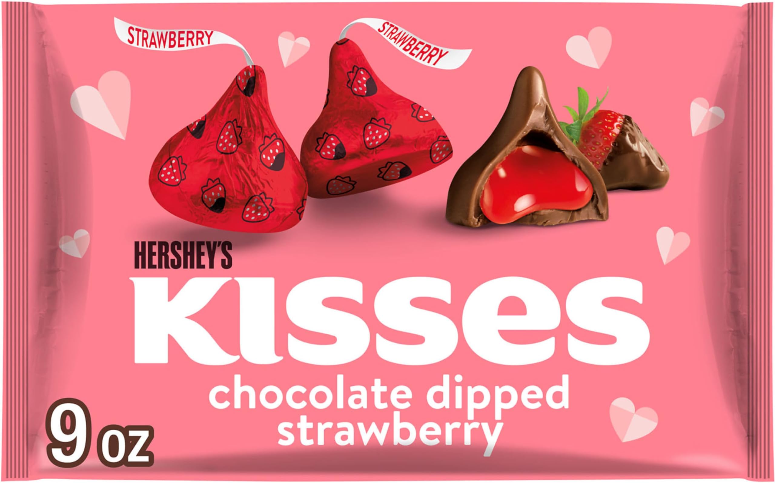 Amazon.com : HERSHEY'S KISSES Chocolate Dipped Strawberry Flavored ...