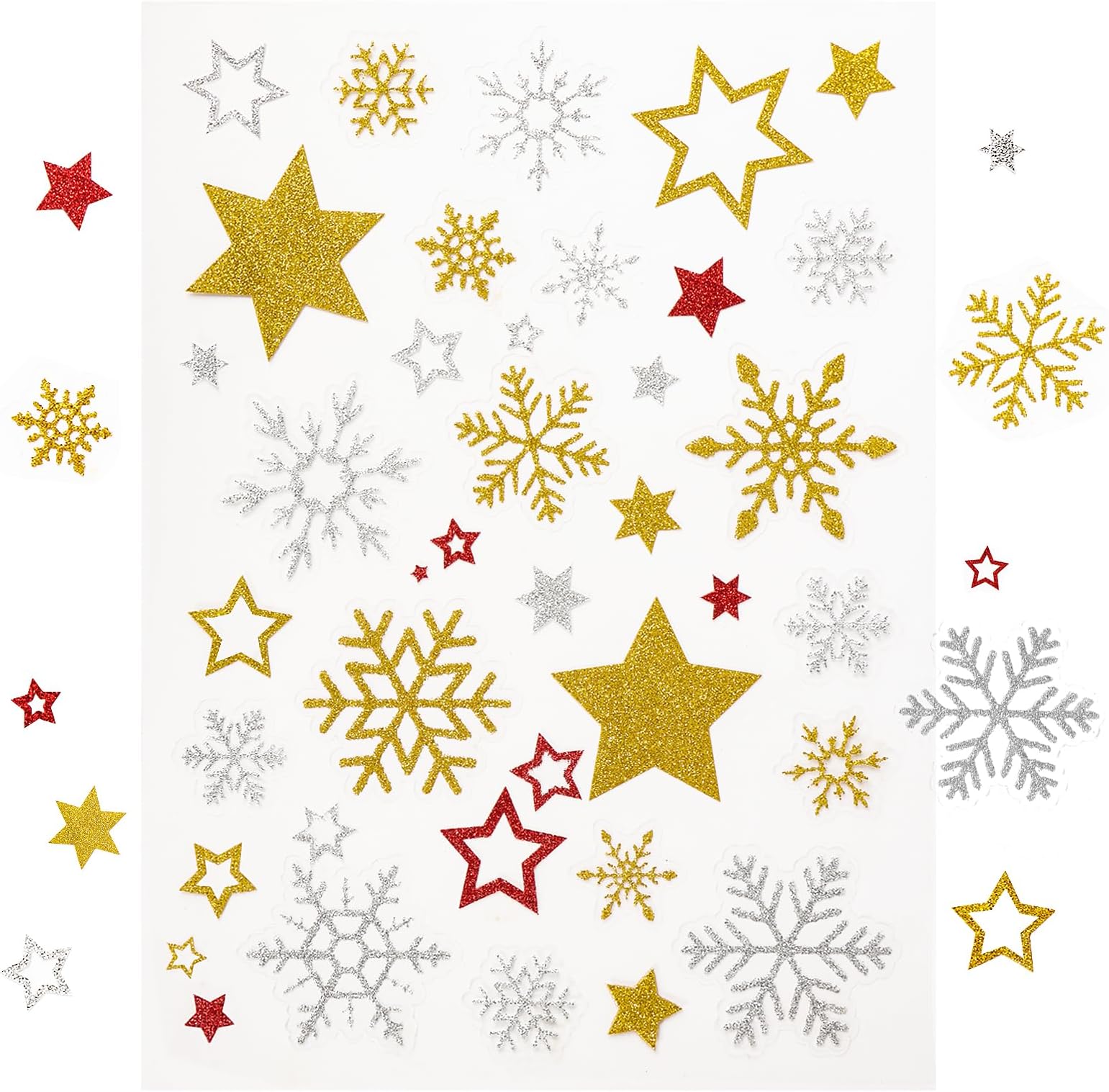 5Feuilles Autocollant Noël Paillette Sticker Scintillant Motif Flocon ...