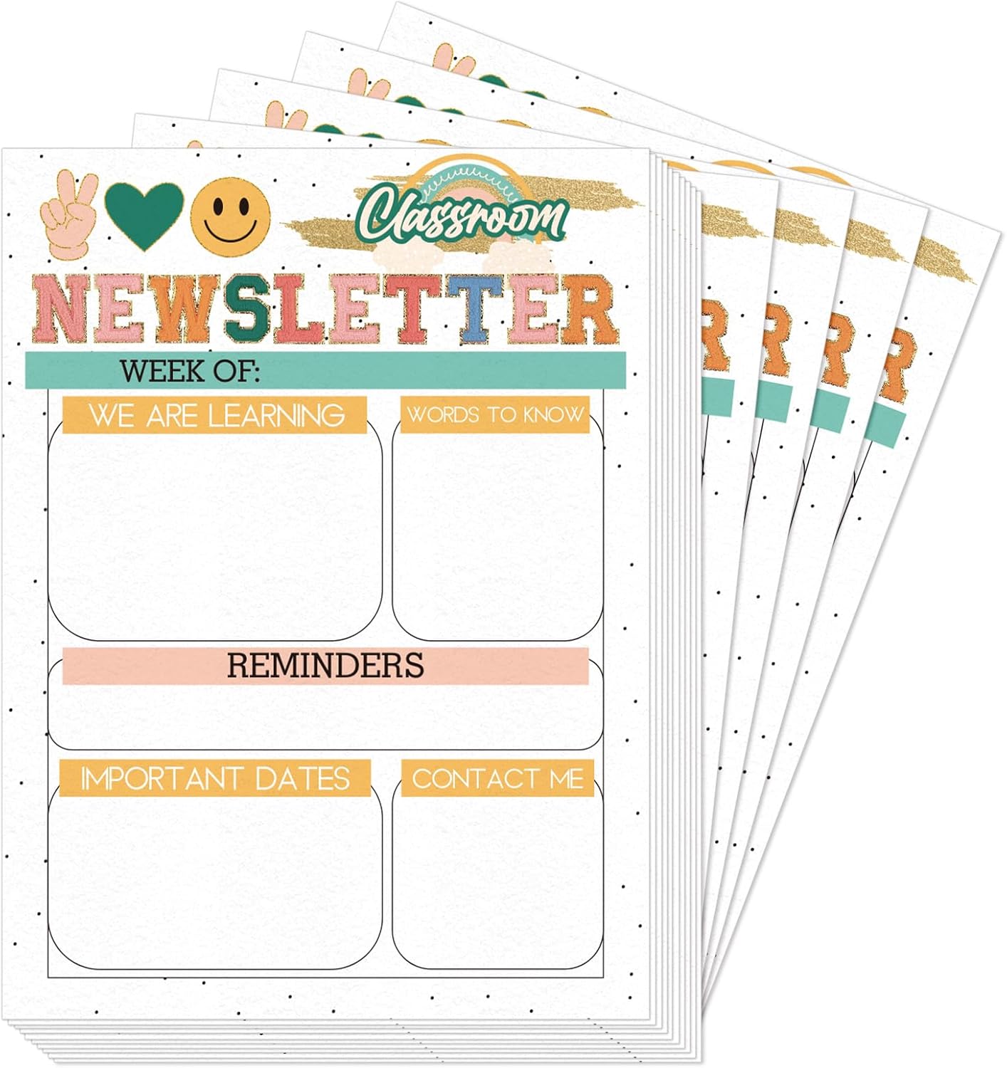 Amazon.com: Whaline Groovy Boho Theme Classroom Newsletter Templates ...