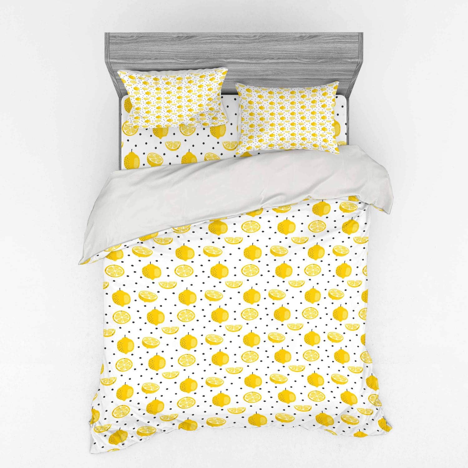 Amazon.com: Ambesonne Lemon Duvet Cover Set, Summer Pattern of Whole ...