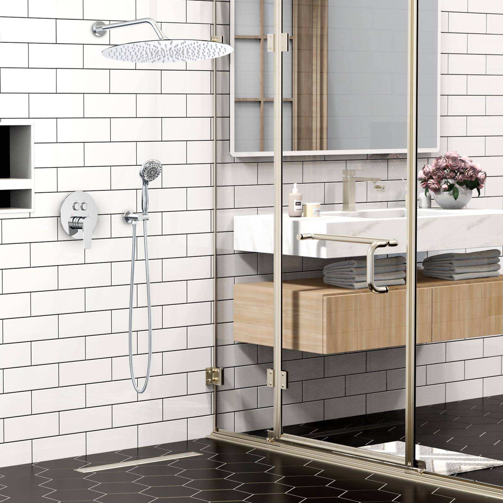 Snapklik.com : SR SUN RISE Shower System, 10 Inch Multifunction Shower ...