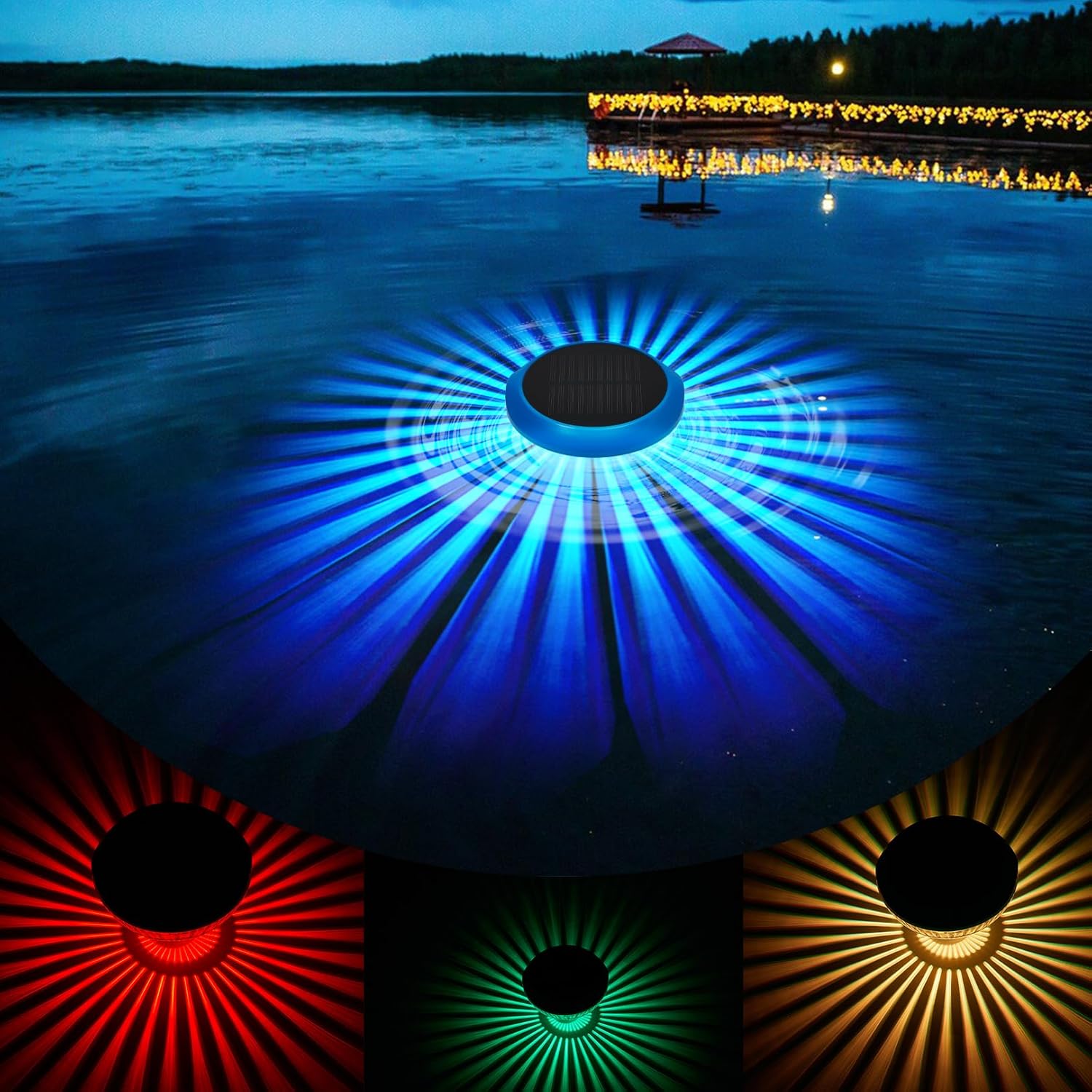 Amazon.com: RRRPIO Floating Pool Lights Solar Powered,RGB Solar Pool ...