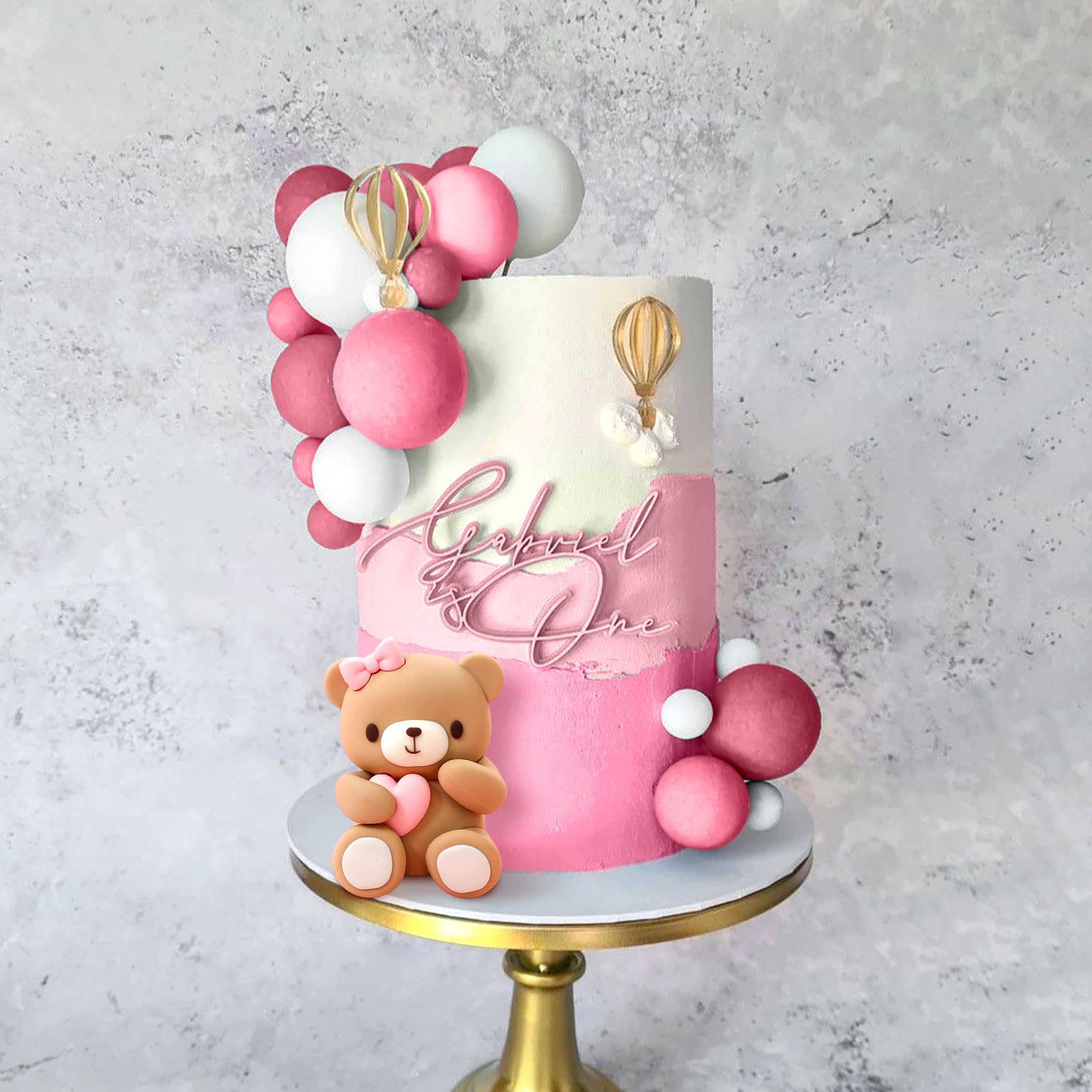 Snapklik.com : Pink Bear Cake Decoration Bear Baby Shower Cake Topper ...