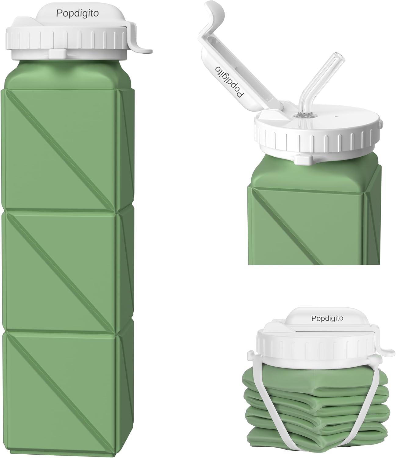 Amazon.com: Popdigito Collapsible Water Bottles 20.7oz Collapsible ...
