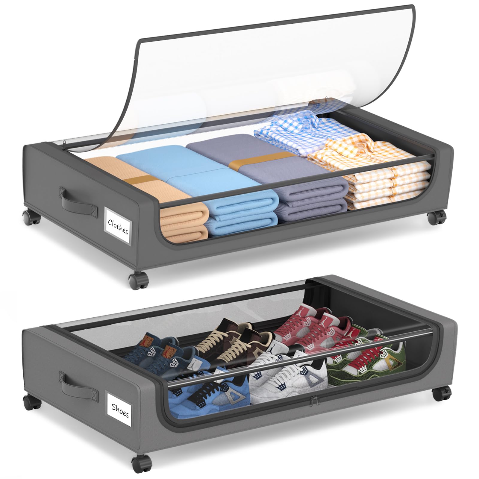 Amazon.com: ROUTTOON Large Under Bed Storage with Wheels, Under Bed ...