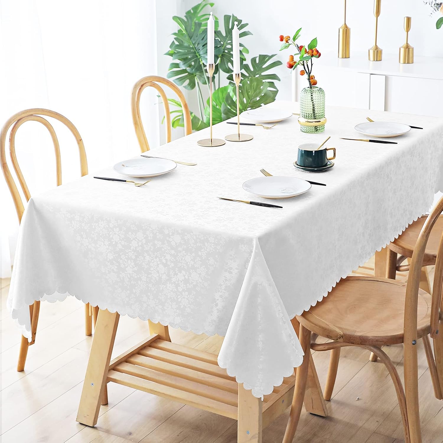 Smiry Vinyl Table Cloth Rectangular, 60 x 84 Inch Waterproof Stain ...