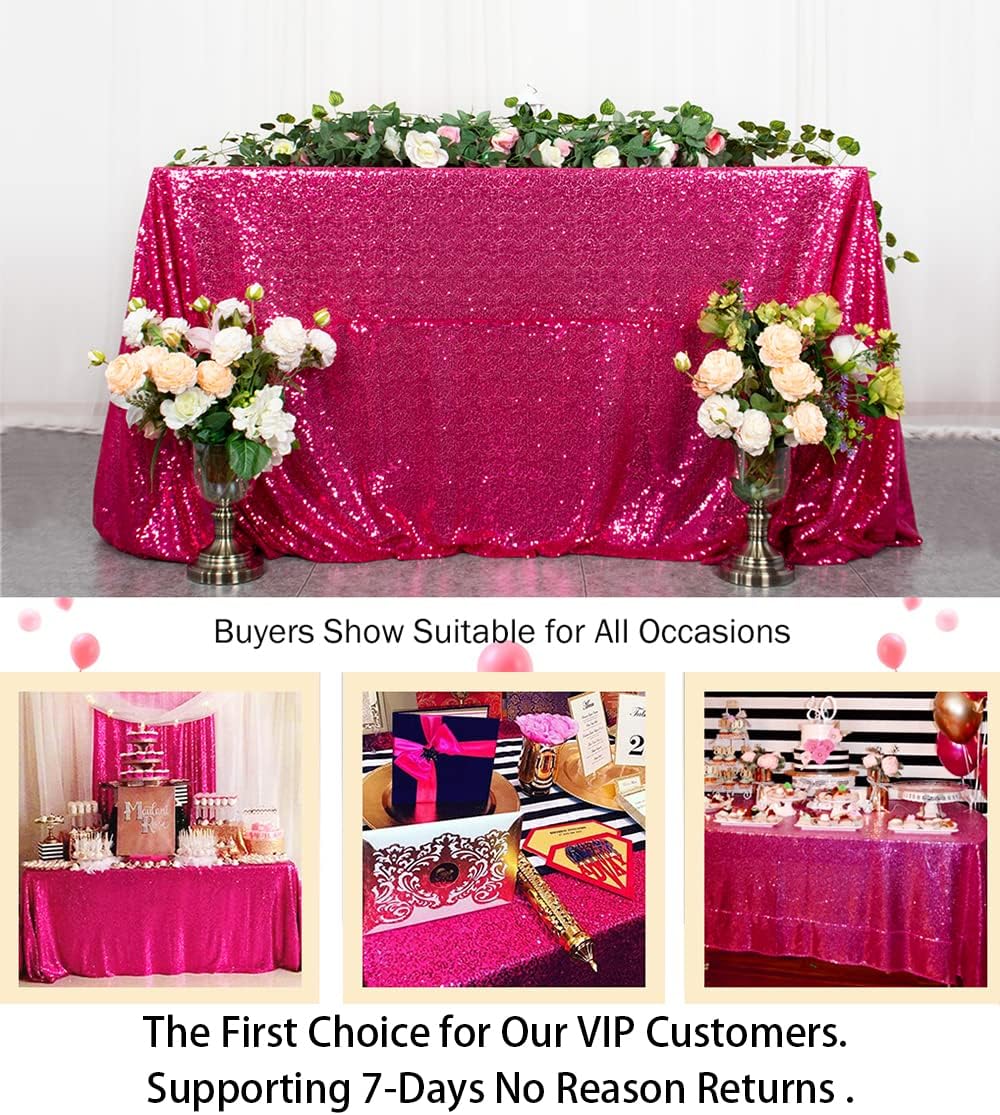 Mantel rectangular de lentejuelas de 50 x 72 pulgadas, color rosa ...