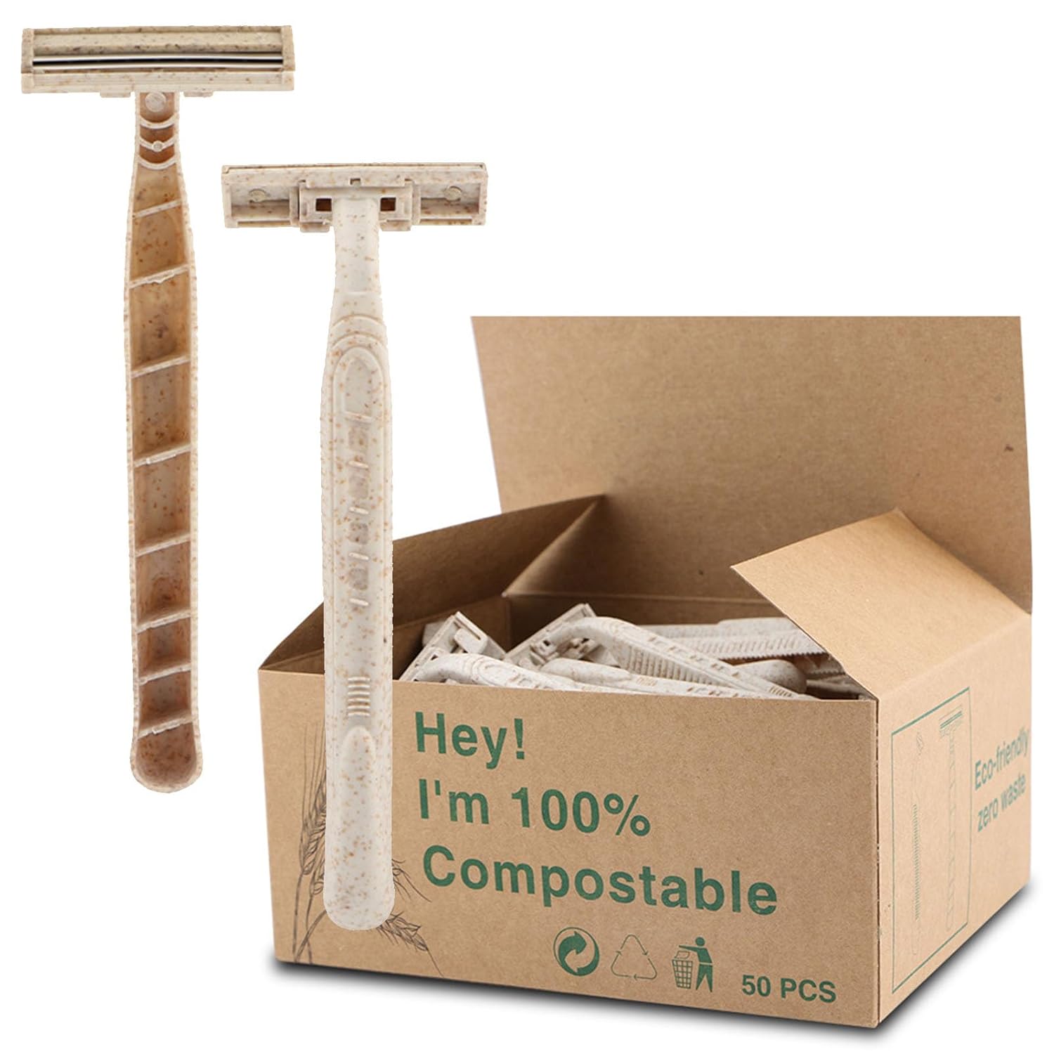 Amazon.com: Disposable Eco Friendly Razor, Biodegradable Twin Blade ...