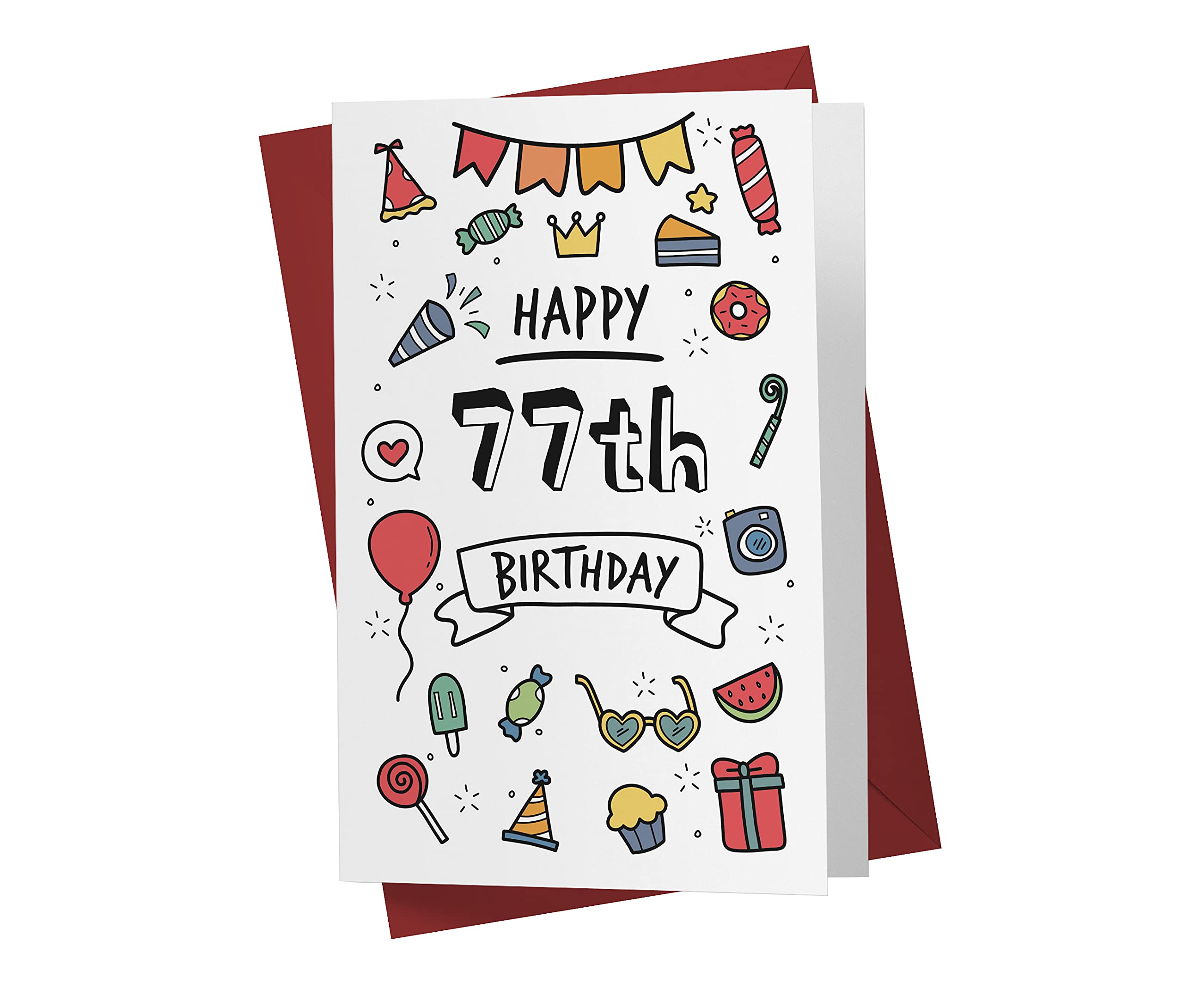 Buy 77th Birthday Card Party Doodles 77th Anniversary Card For Father Buy 77th Birthday Card Party Doodles 77th Anniversary Card For Father
