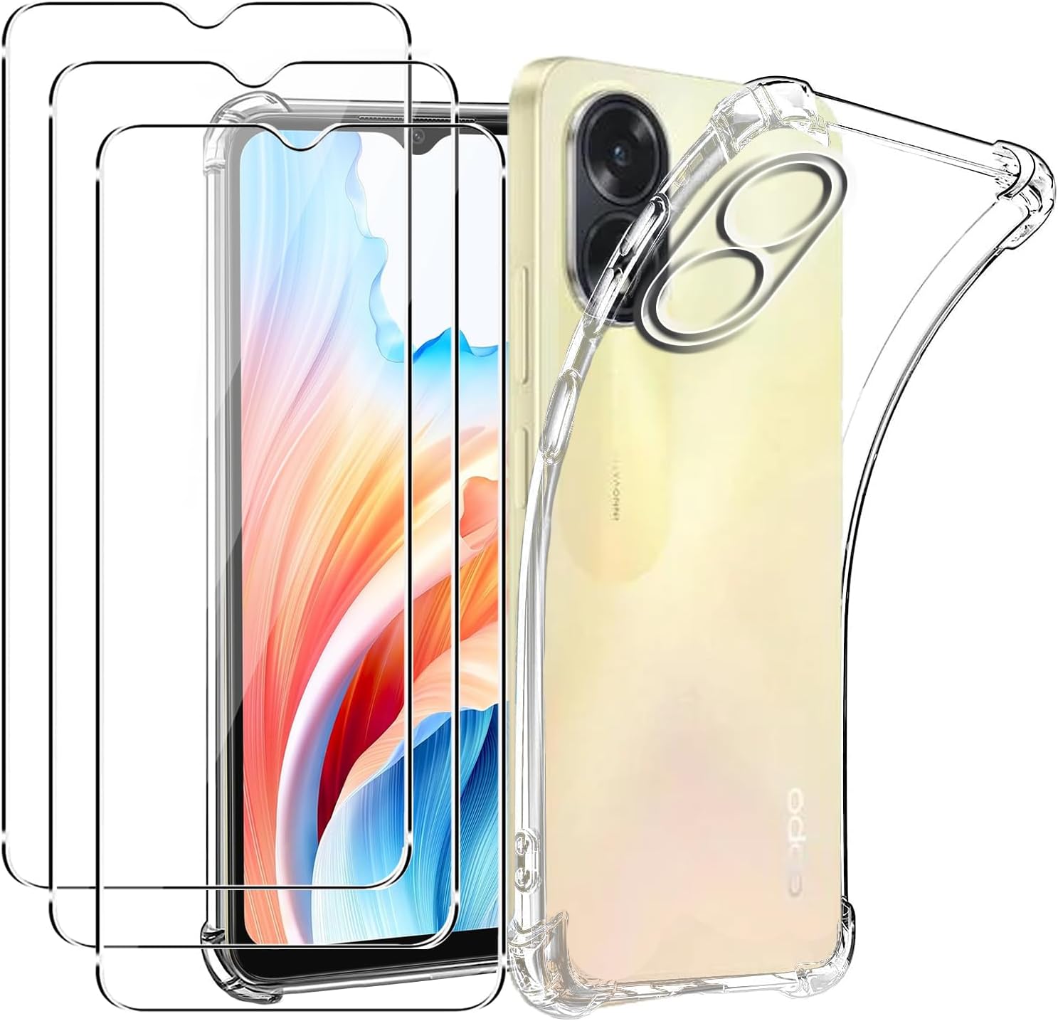 USTIYA Case for Oppo A38 4G / Oppo A18 Clear TPU Four Corners ...
