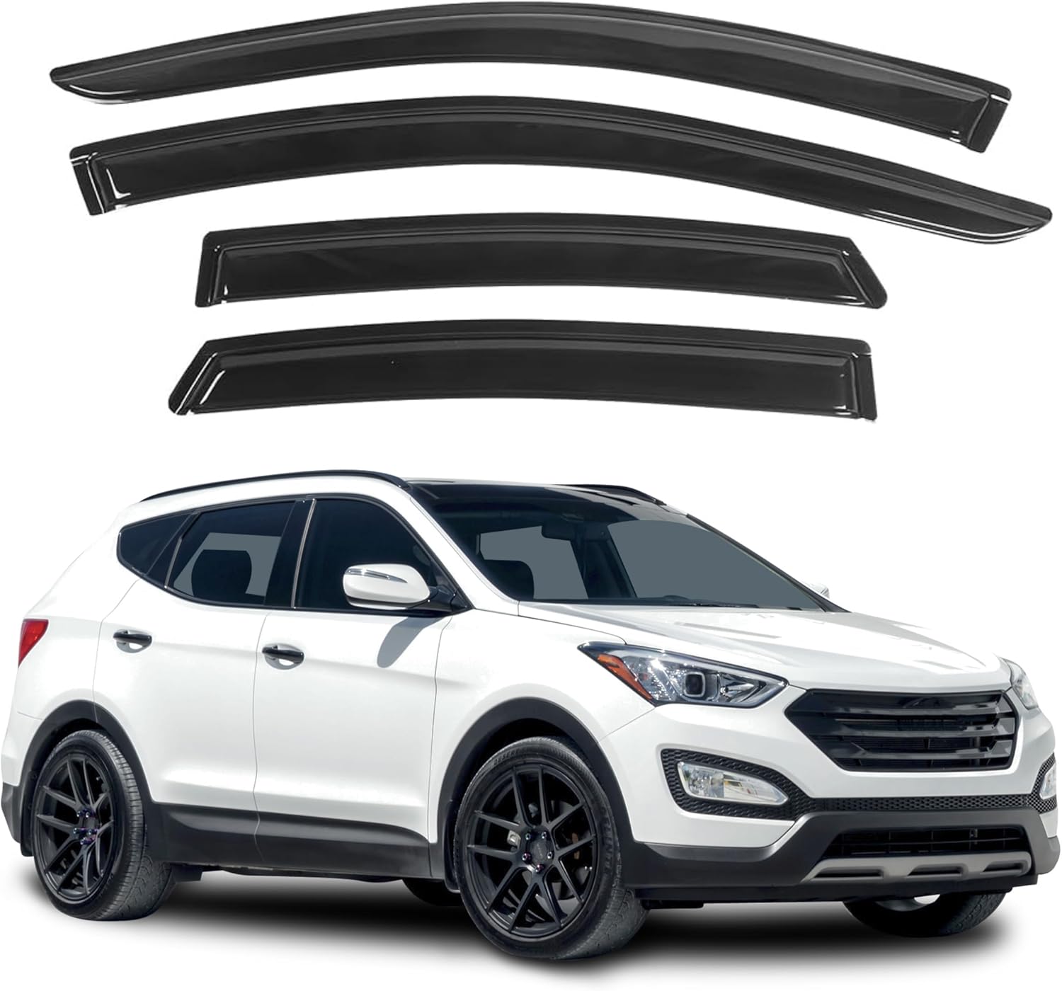 IMMORTAL GROUP Window Visor Compatible with Hyundai Santa Fe 2013-2018 ...