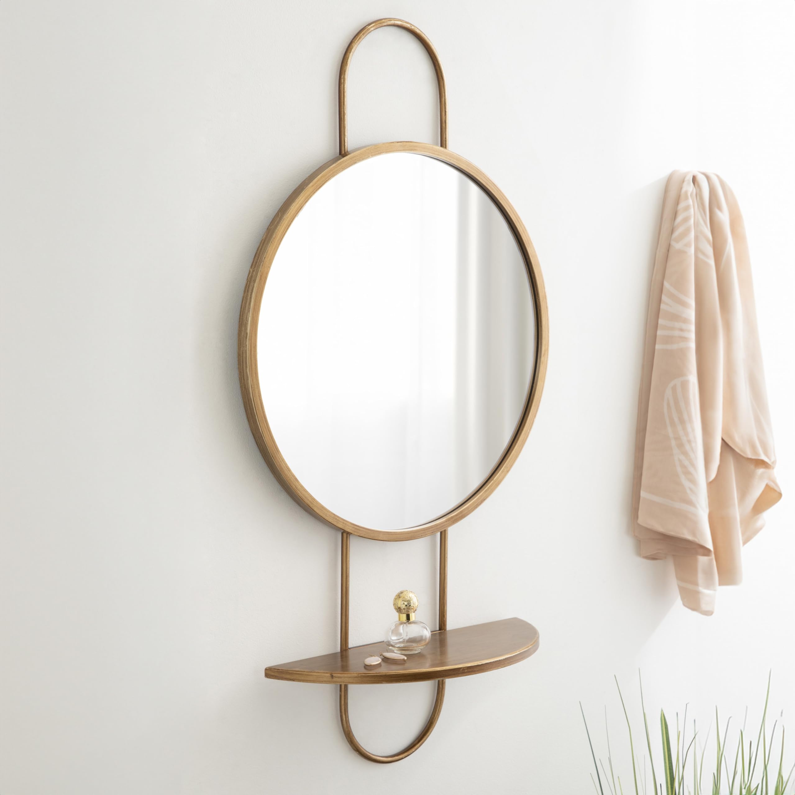 Amazon.com: Kate and Laurel Patel Mid-Century Metal Round Mirror with ...