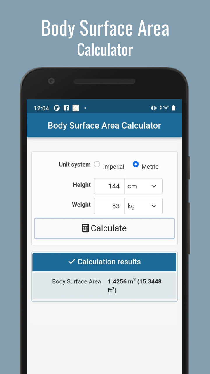 Body Surface Area Calculator - App on Amazon Appstore