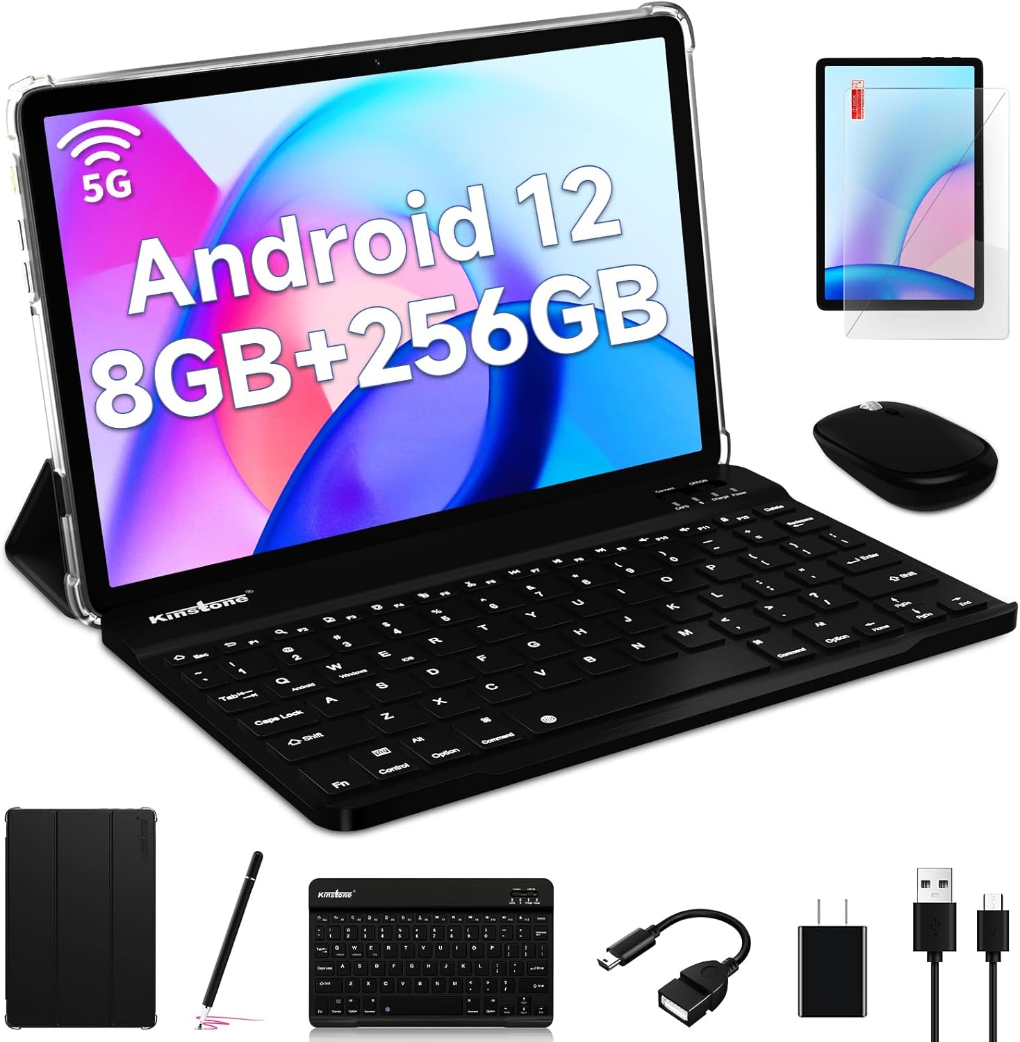 2024 Tablet 2 en 1, tableta Android 12 de 10.1 pulgadas con teclado ...