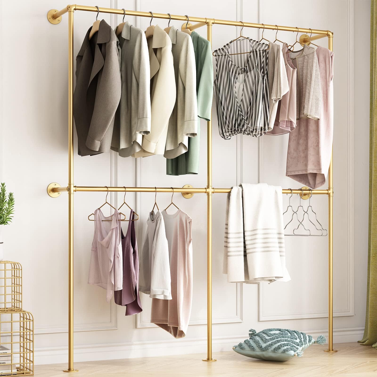 Amazon.com: ZICHOUYING Hanging Clothes Rack,Pipe Metal Retail Display ...