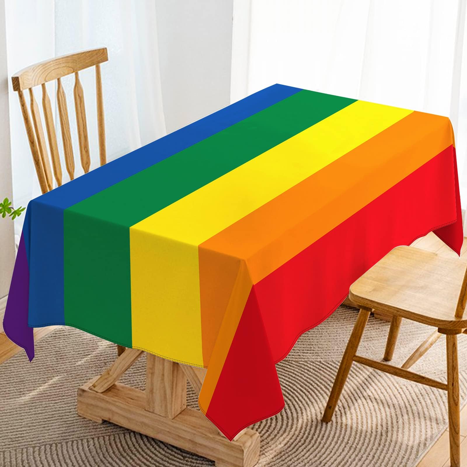 Amazon.com: Hafangry Rainbow Stripes Tablecloth for Pride Month Rainbow ...
