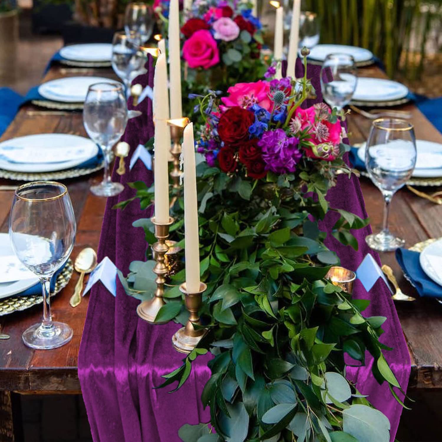 Purple And Green Wedding Table Settings