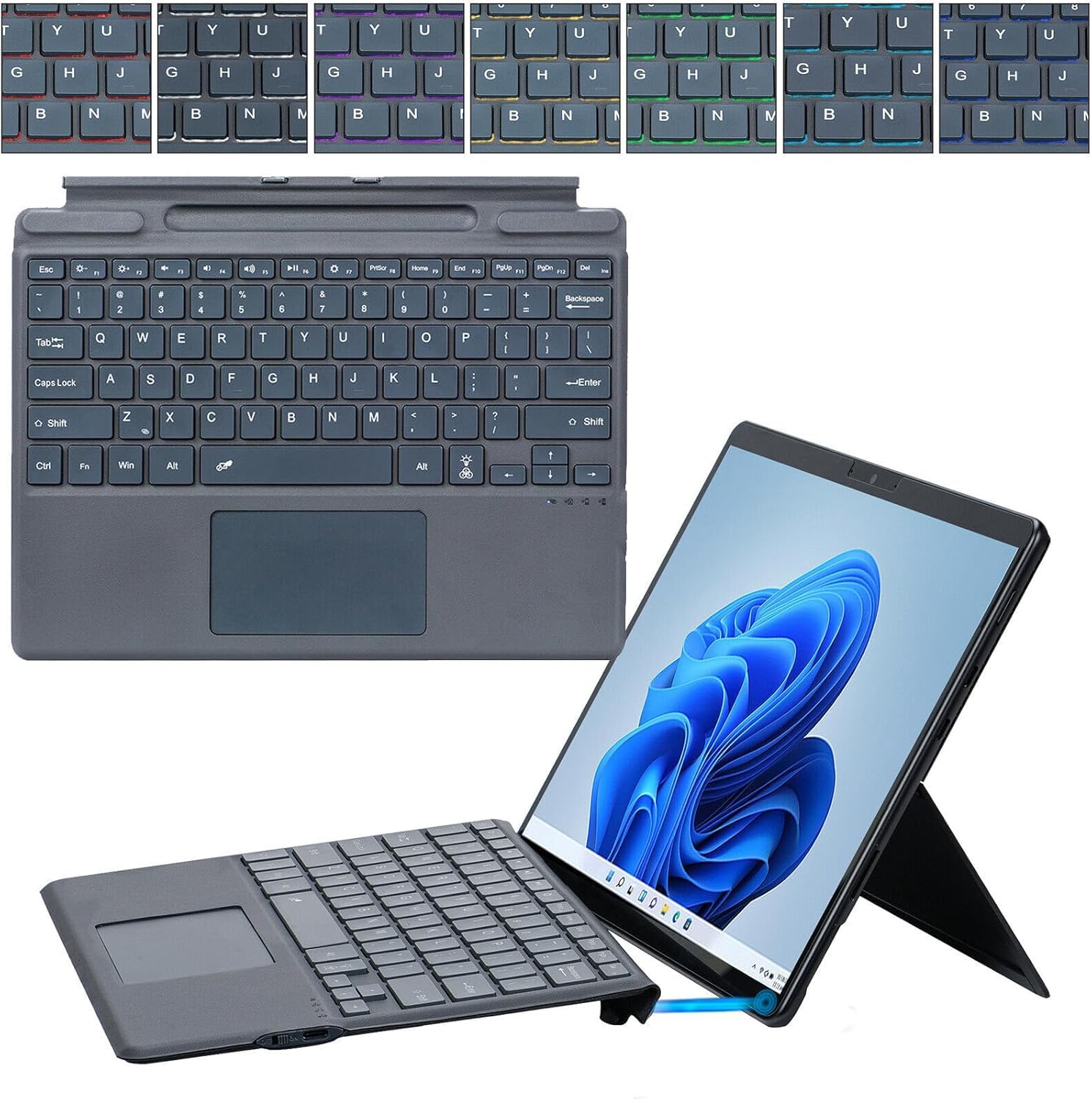 Youngly Wireless RGB Backlit Keyboard Touchpad for Microsoft Surface ...