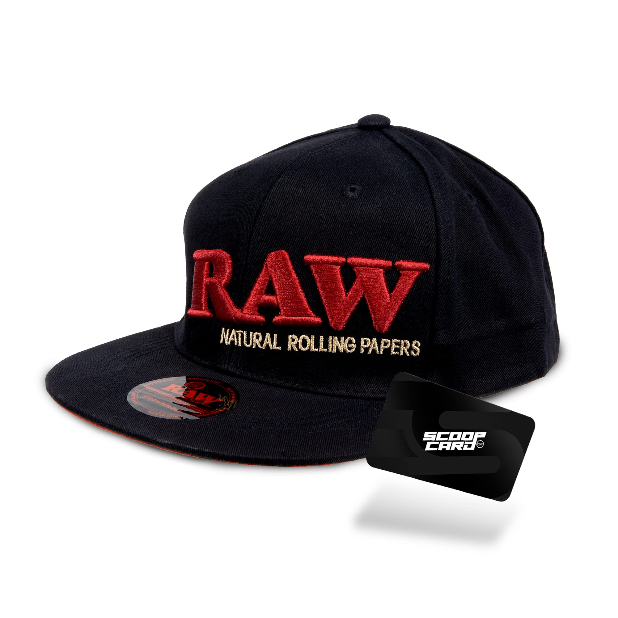 RAW Black Snap Back Hat | Black with Red Stitched Logo | Mens and ...