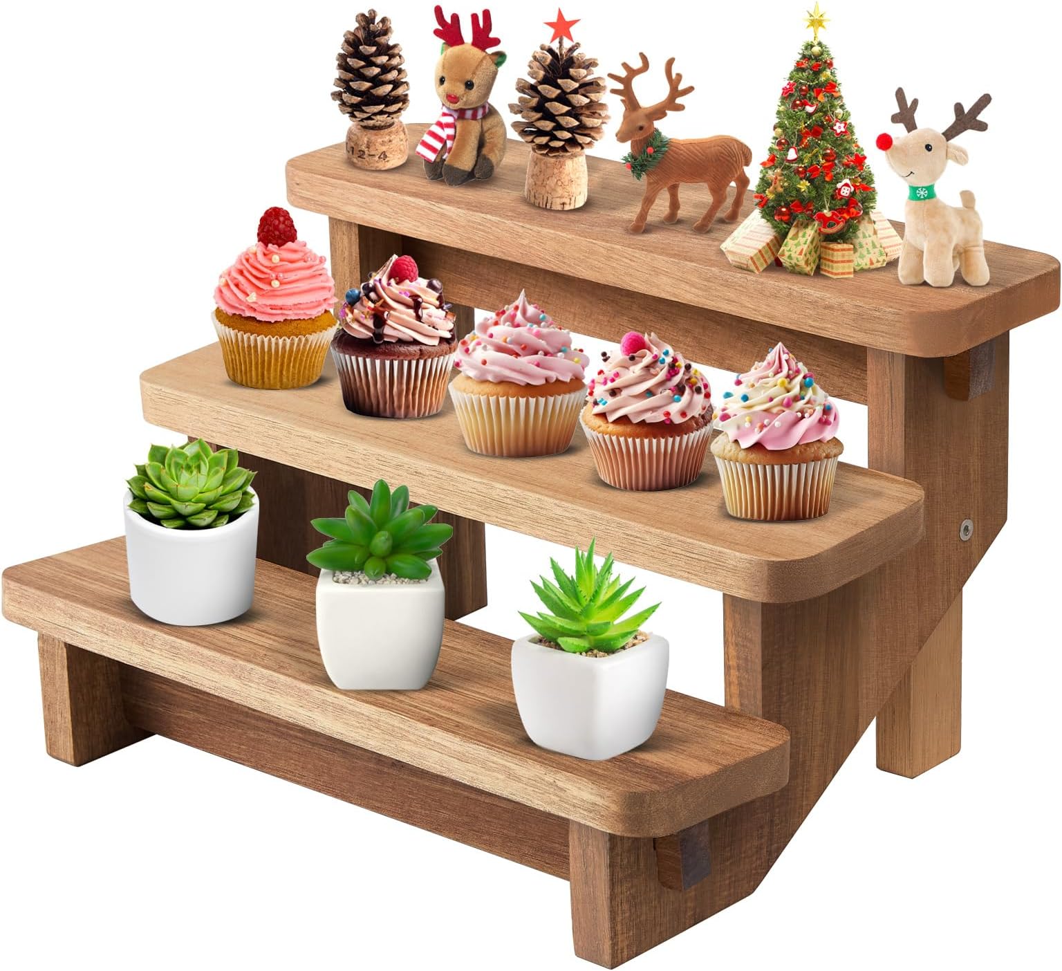 Amazon.com: rackNgroove Wooden Cupcake Stand for 24 Cupcakes, Tiered ...