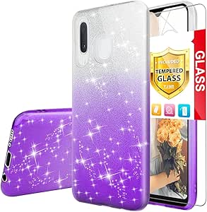 Amazon.com: TJS Phone Case Compatible with Samsung Galaxy A20/Galaxy A30 2019, with [Tempered ...
