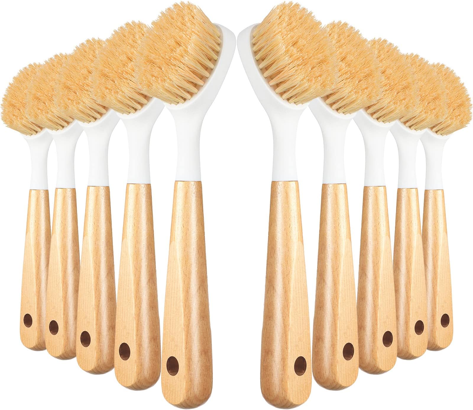 Amazon.com: Queekay Bamboo Dish Brush (10 Packs), Wooden Kitchen ...
