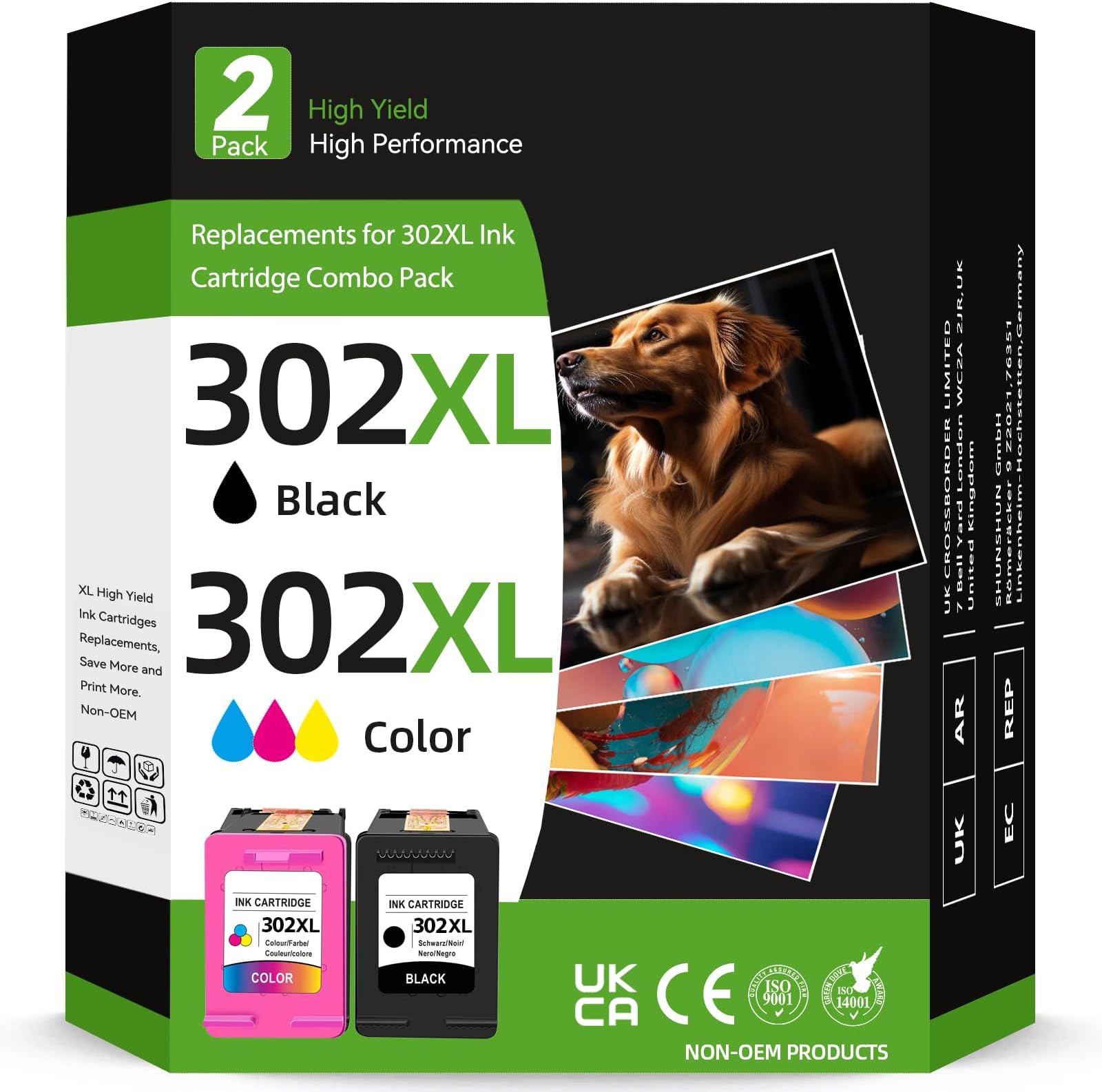 302XL Ink Cartridges Black and Colour High Yield Remanufactured for HP ...