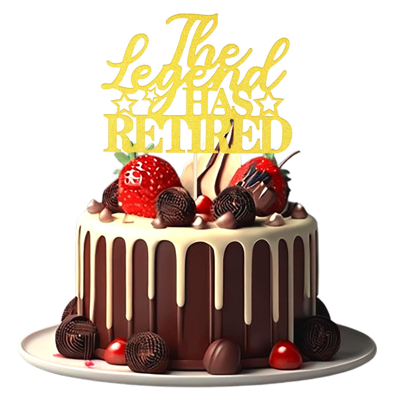 Amazon.com: Happy Retirement Cake Topper Gold The Legend Has Retired ...