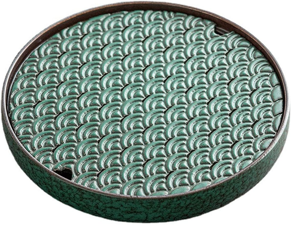 Amazon.com: MBVHVVJC Tea Tray Round Ceramic Green Simple Tea Tray for ...