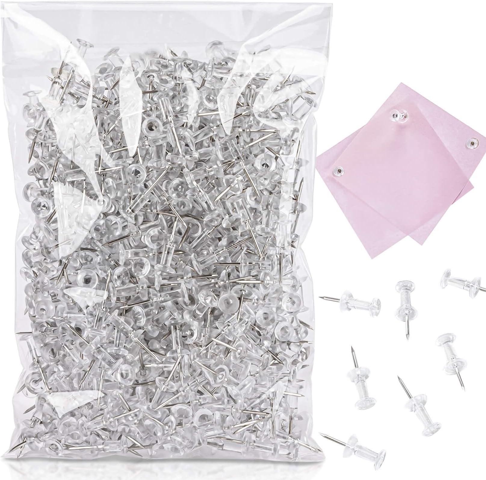 Amazon.com: MAQIHAN 400PCS Push Pins - Thumb Tacks Thumbtacks Clear ...
