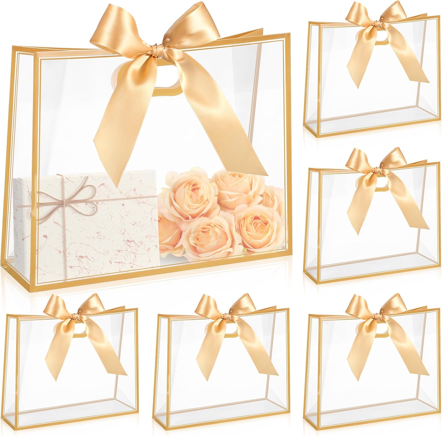 Amazon.com: Aliceset 12 Pcs Thanksgiving Clear Plastic Gift Bags with ...