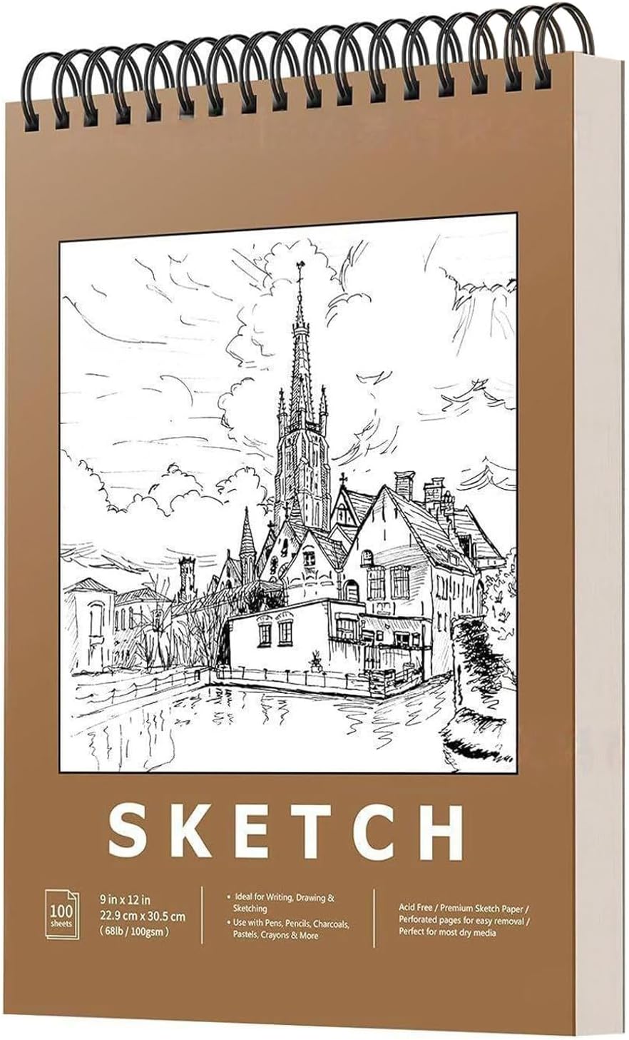 Funito 23x30cm Premium Sketch Book Set, 1-Pack Spiral Bound Drawing ...