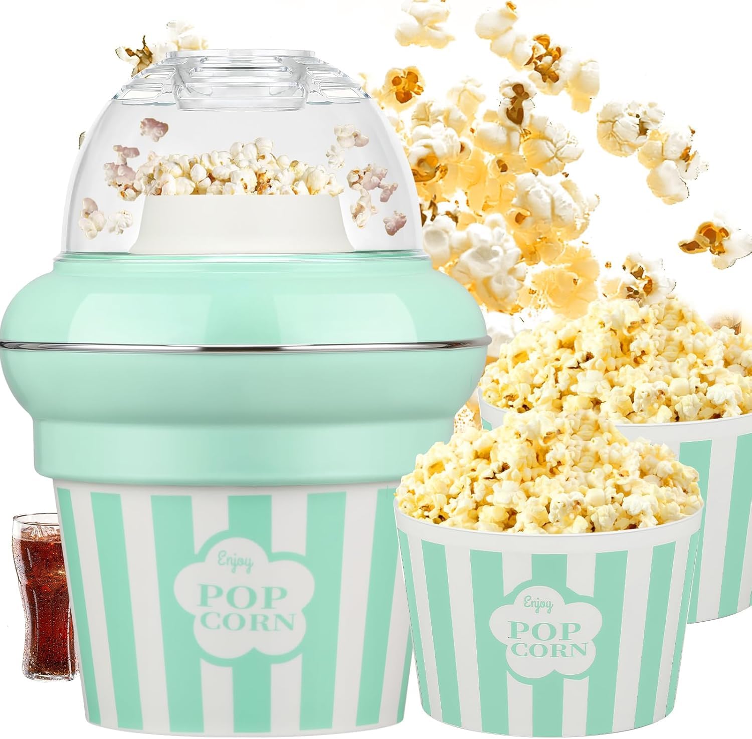 Amazon.com: Popcorn Machine,Hot Air Popcorn Maker No Oil, High Popping ...