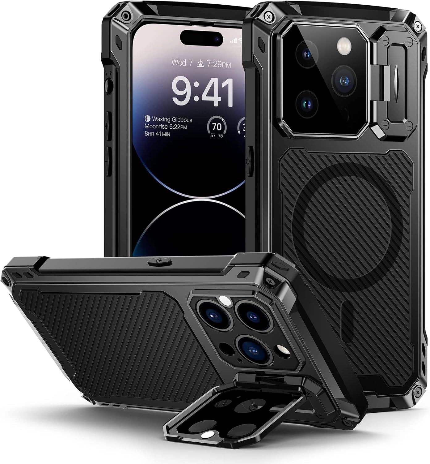 Lanhiem Coque pour iPhone 14 Pro, Métal et Rigide [Protection Caméra ...