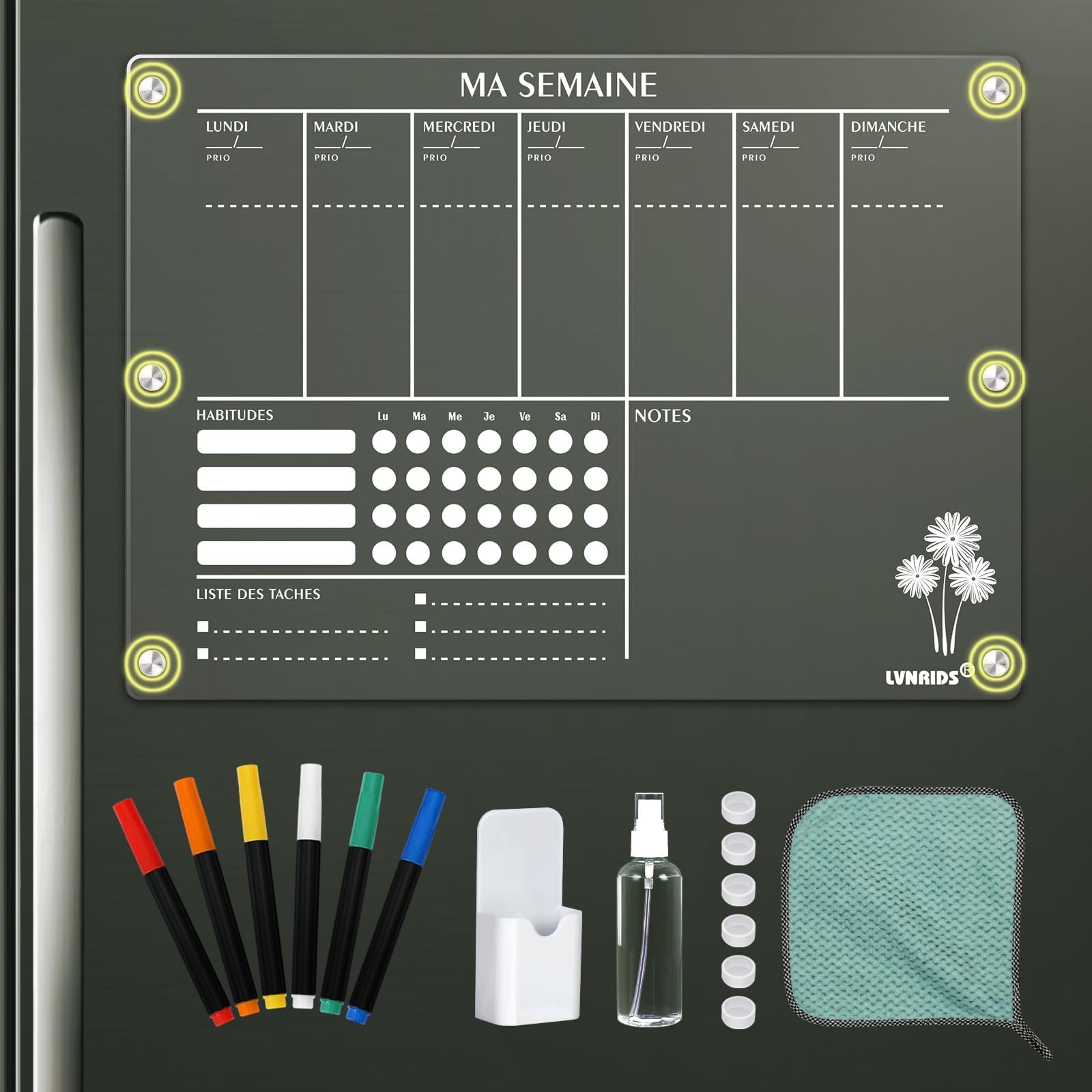 HOMY LOVY Set 2 Tableaux Frigo Transparent et Doré - Calendrier ...