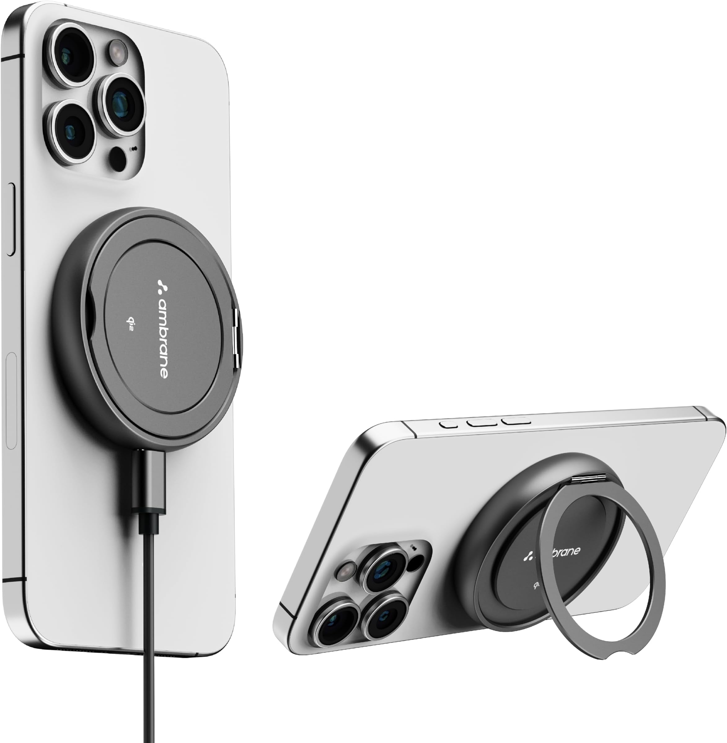 Ambrane Qi2 & Magsafe 15W Wireless Charger with Rotating Stand, Latest ...