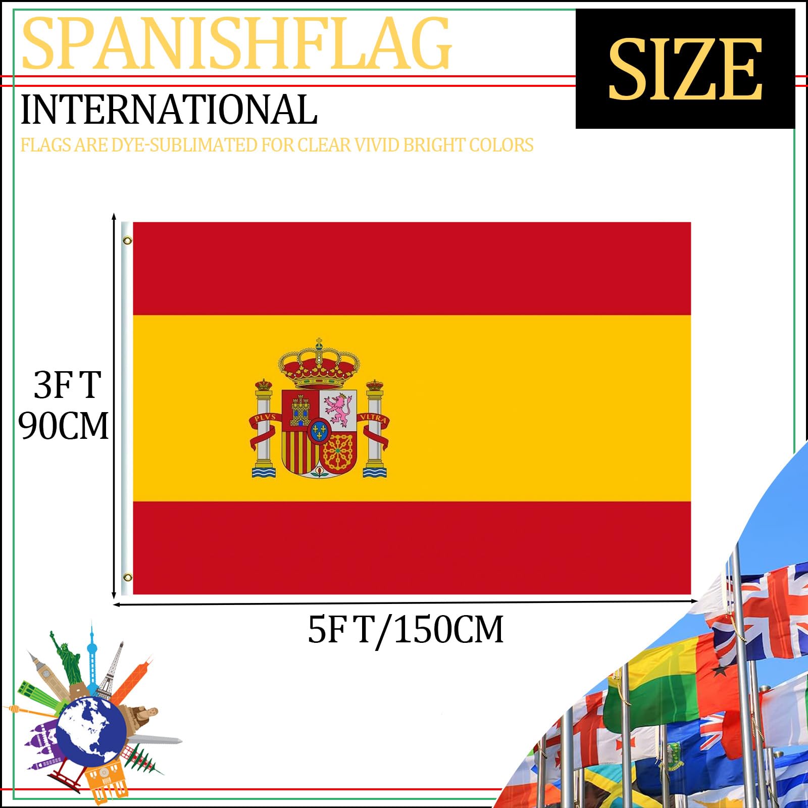 Large Spain Flag 5ftx3ft,Spain Decorations Flag Big Spain National Flag ...