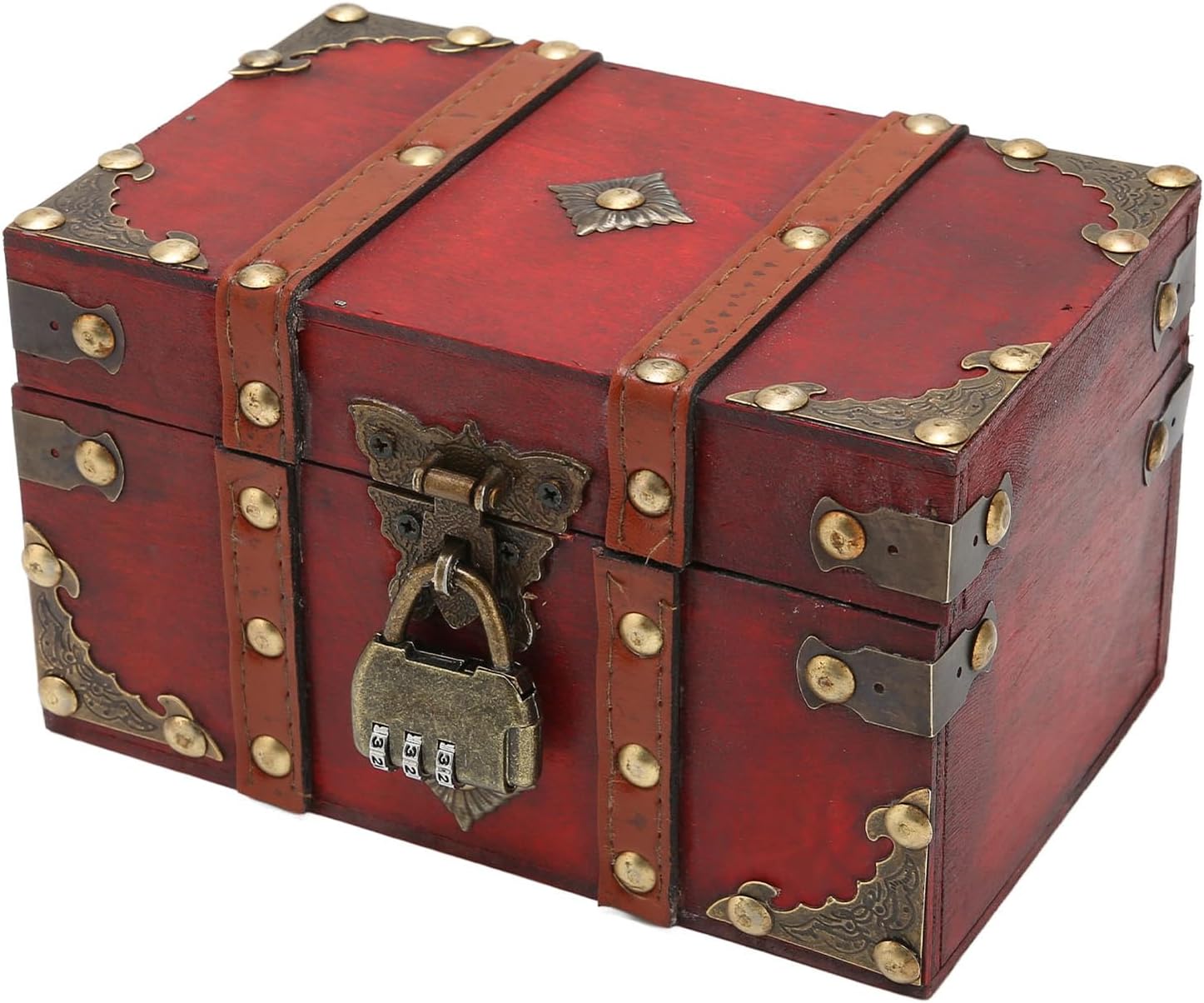 Amazon.com: Nanddi Vintage Wooden Treasure Chest Box with Lock Small ...
