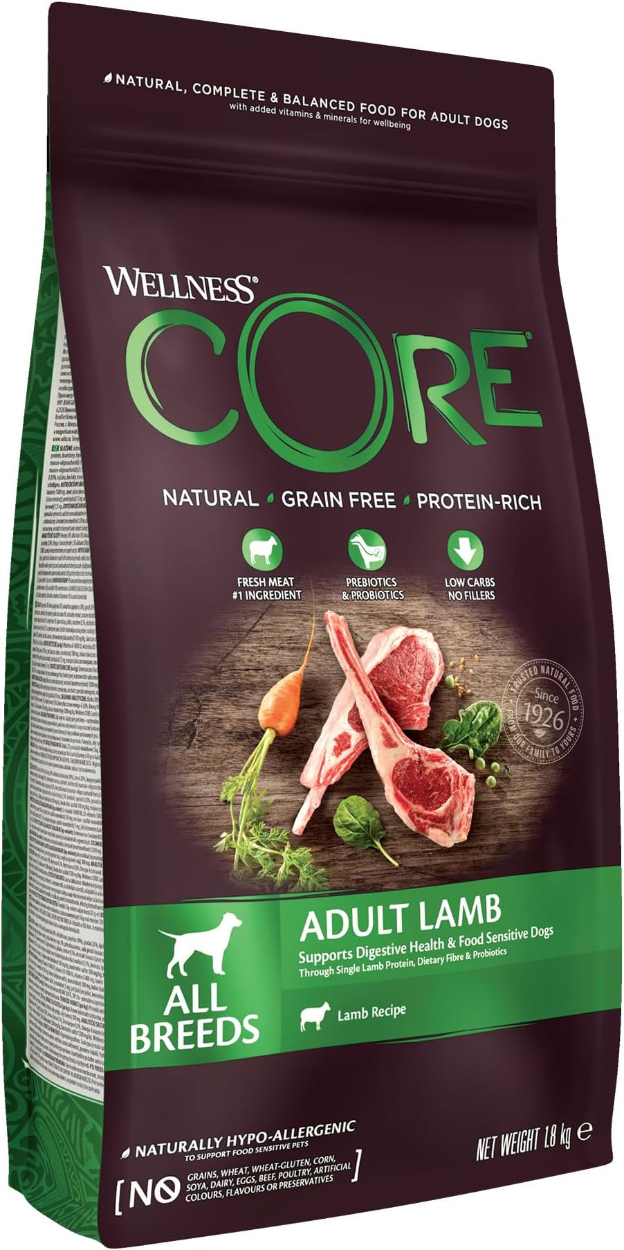 Wellness CORE Adult Lamb, Dry Dog Food, Dog Food Dry for Healthy ...
