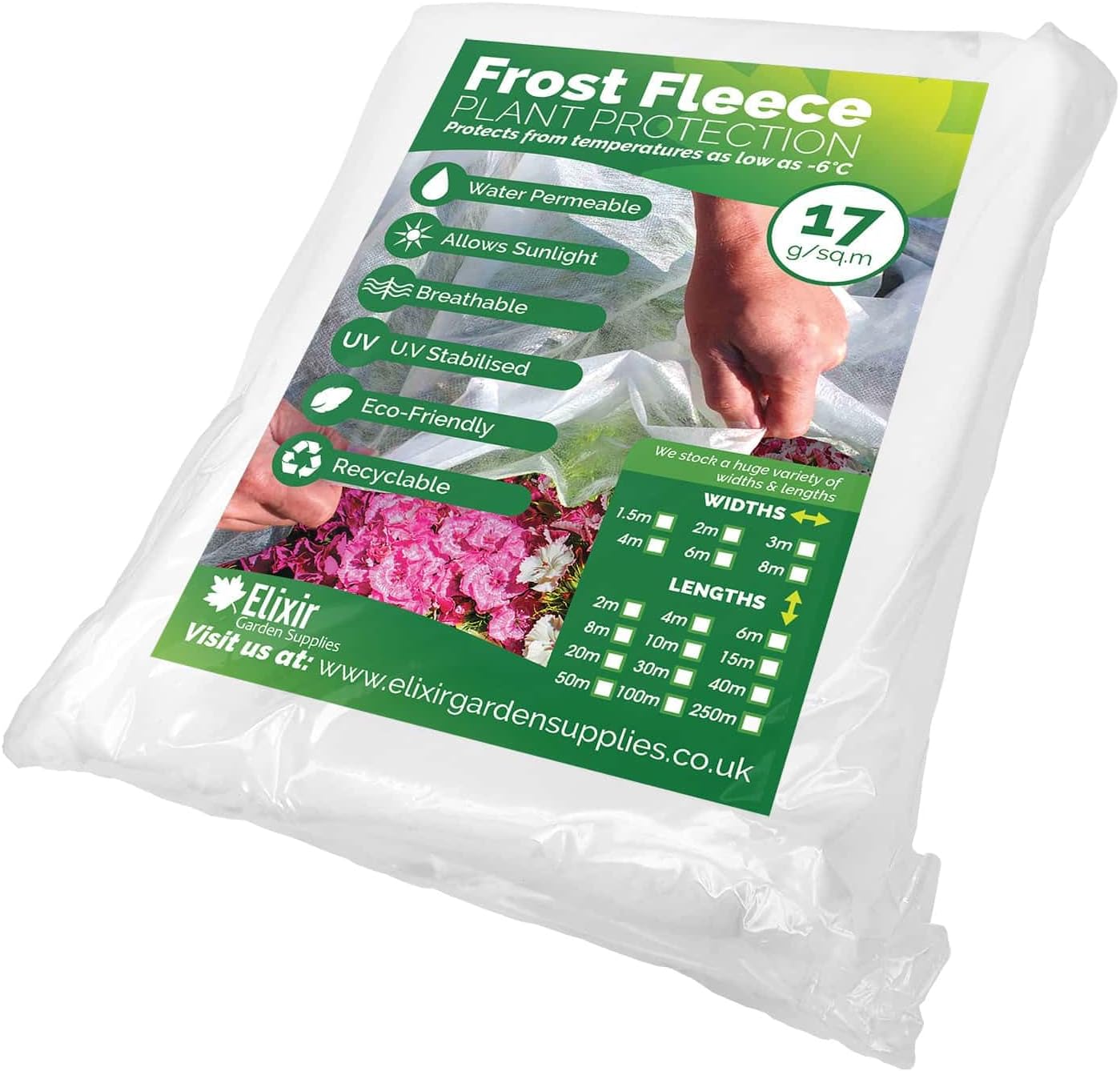 Elixir Gardens 1.5M Wide Garden Cold/Frost/Wind Fleece for Winter Plant ...