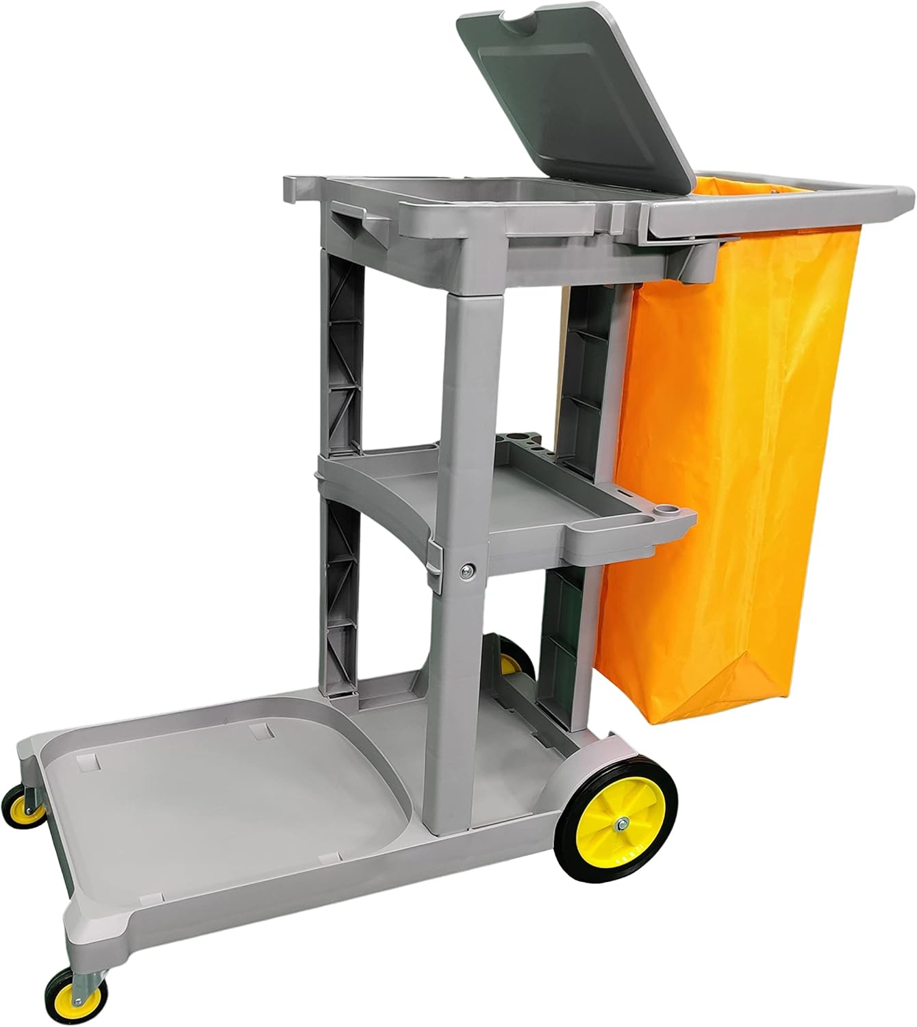 Amber Home Janitorial Cart Utility Cart Housekeeping Cart with Lid ...