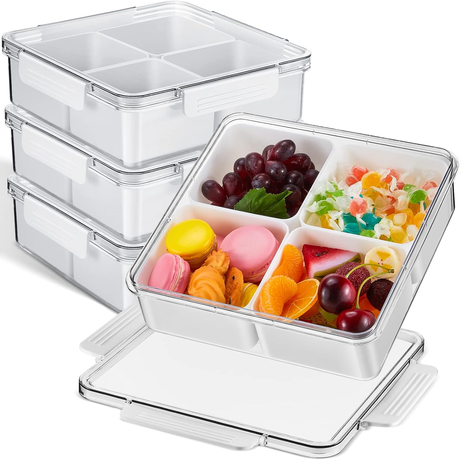 Amazon.com: Roshtia 4 Pcs Veggie Tray with Lid Plastic Reusable Serving ...