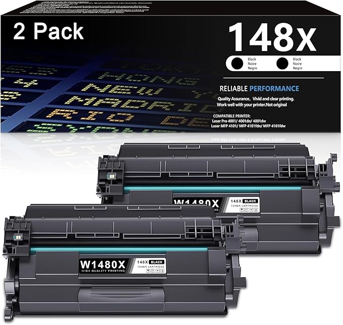 Amazon.com: 148X W1480X Toner Cartridge (with Chip) 2 Pack 148X High ...