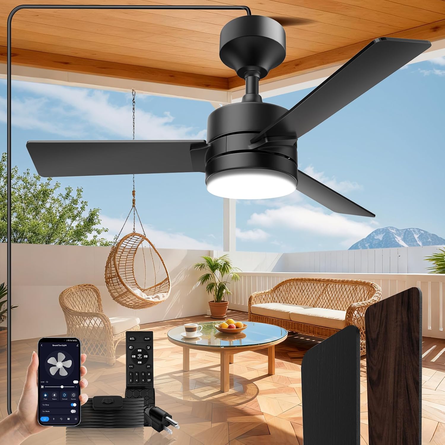 Amazon.com: Lbsored Ceiling Fans with Lights,36" LED Fan Light Hanging ...