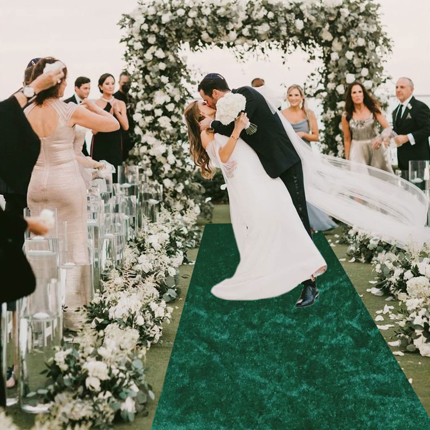 Amazon.com: ROMANKAS Emerald Green Aisle Runner for Wedding Ceremony ...