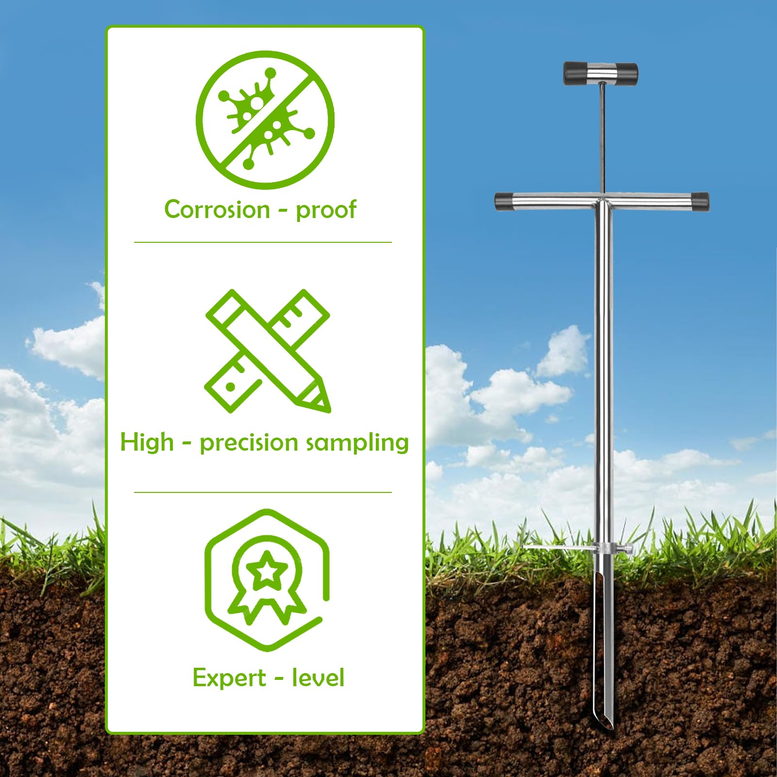 Soil Moisture Probe 20 Inch Soil Sample Probe - Stainless Steel T ...