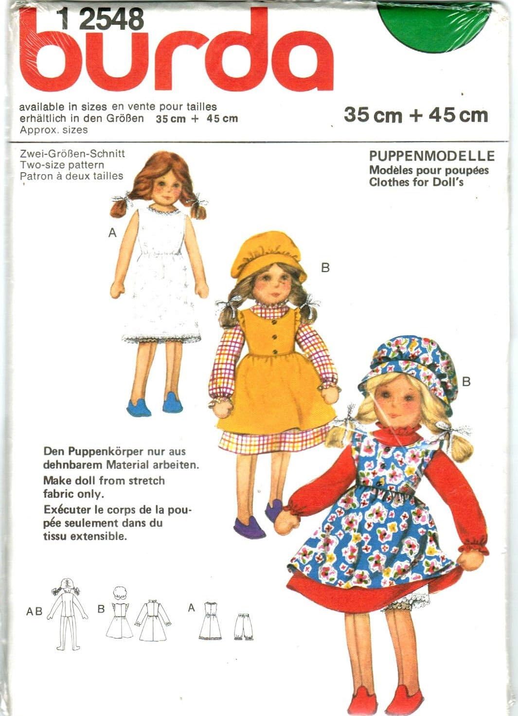 Amazon.com: Burda 1 2548 12548 Doll Clothes : Arts, Crafts & Sewing