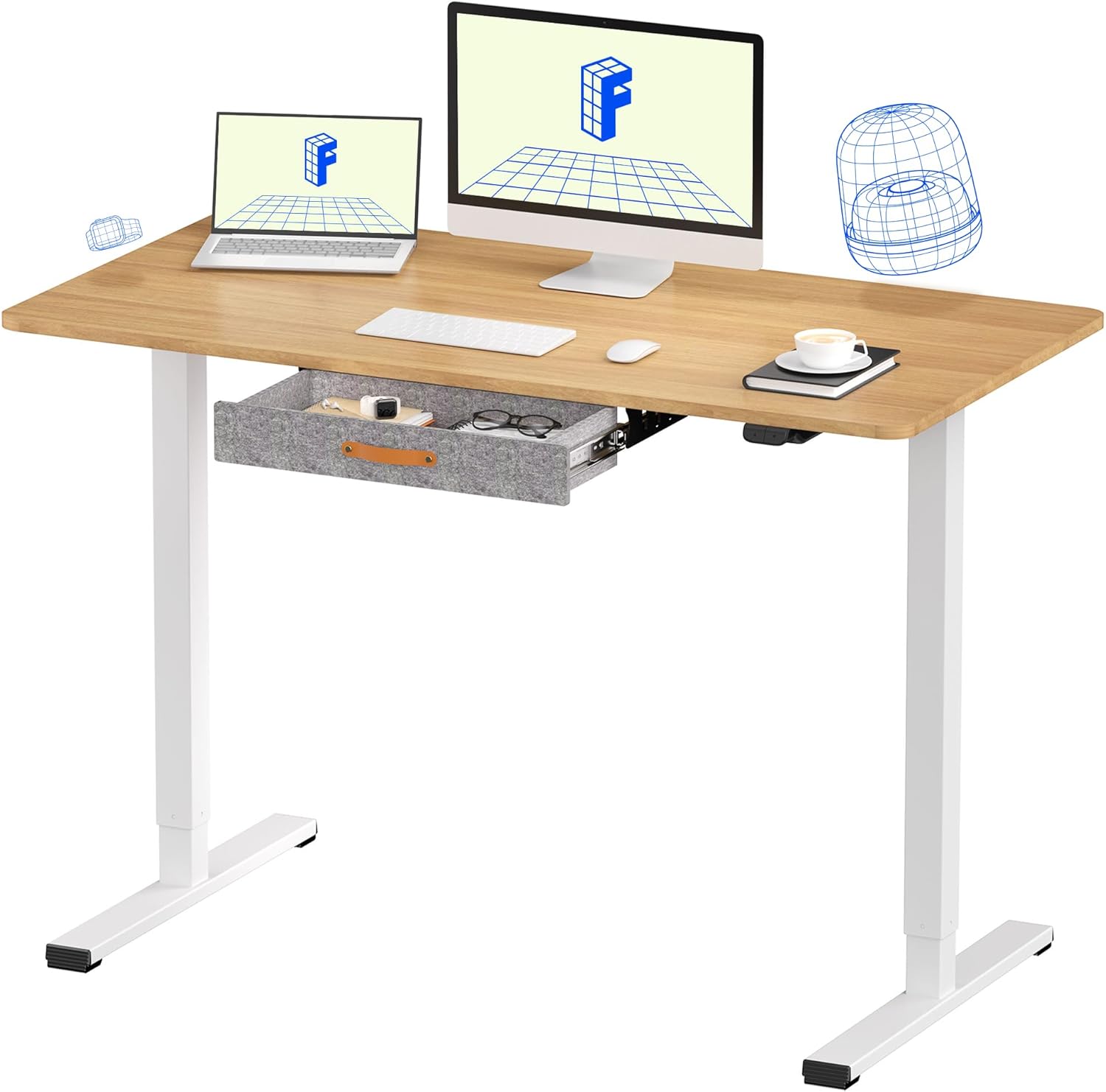Amazon.com: FLEXISPOT Standing Desk with Pull-Out Drawer Storage Height ...