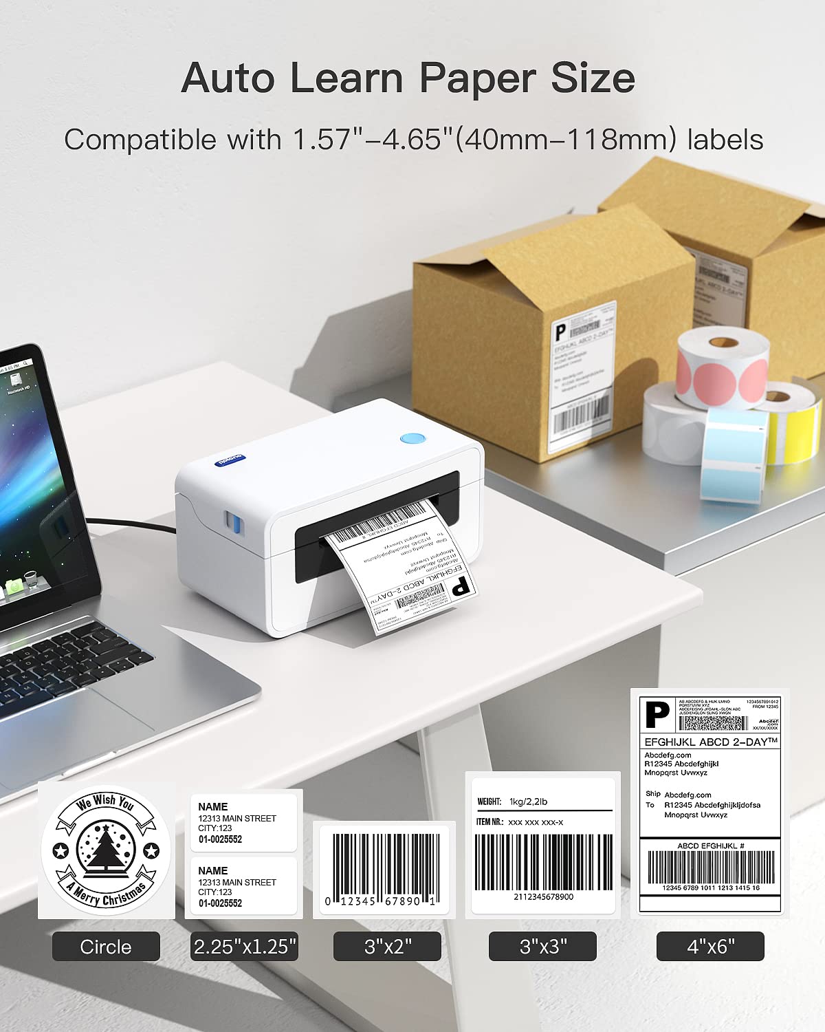 Snapklik.com : POLONO Thermal Label Printer Shipping Label Printer For ...